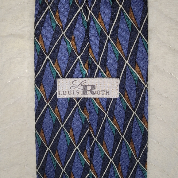 Louis Roth | Accessories | Louis Roth Geometric Blue And Brown Mens Tie ...